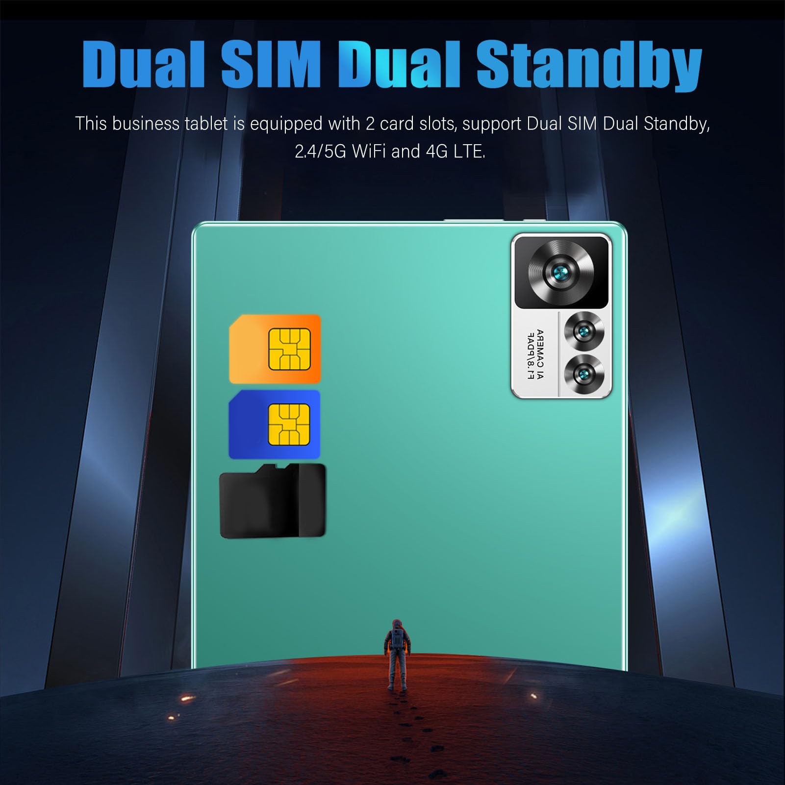 2 in 1 Tablet 10.1 inch Android 12 Tablet, Dual SIM Dual Standby 8GB+256GB Expandable Storage Octa Core 13MP Camera WiFi Tablet with Keyboard Mouse (US Plug)