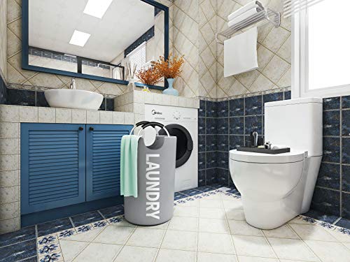 Collapsible Laundry Basket, 82L Large Laundry Hamper with Handles Foldable Washing Bin, Folding Waterproof Oxford Fabric Laundry Bag Storage Clothes Organization for Bathroom Travel Shopping College
