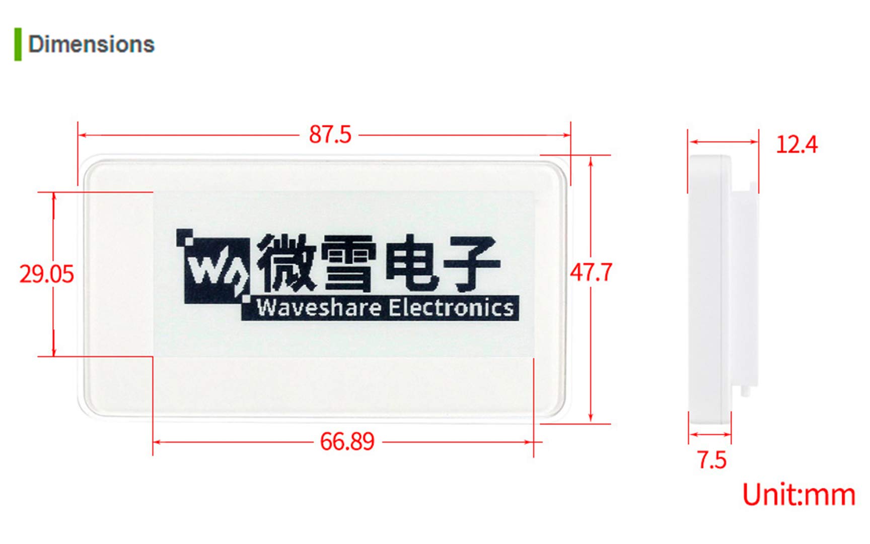 Waveshare 2.9inch Passive NFC-Powered e-Paper No Battery Required No Messy Wiring Novel Passive NFC Tech Wireless Powering & Data Transfer APP Provided 296×128 Pixel,Black& White Color