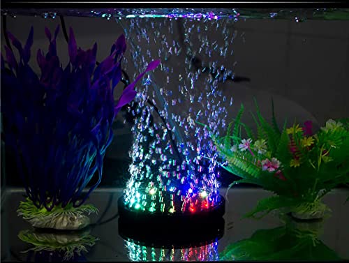 4.92 inch 12 LEDs Fish Tank Light, Bubbler Stone, LED Aquarium Lights Disk, Submersible Fish Tank Decorations Accessories, Underwater Round Small Bubbles Lamp Without air pump