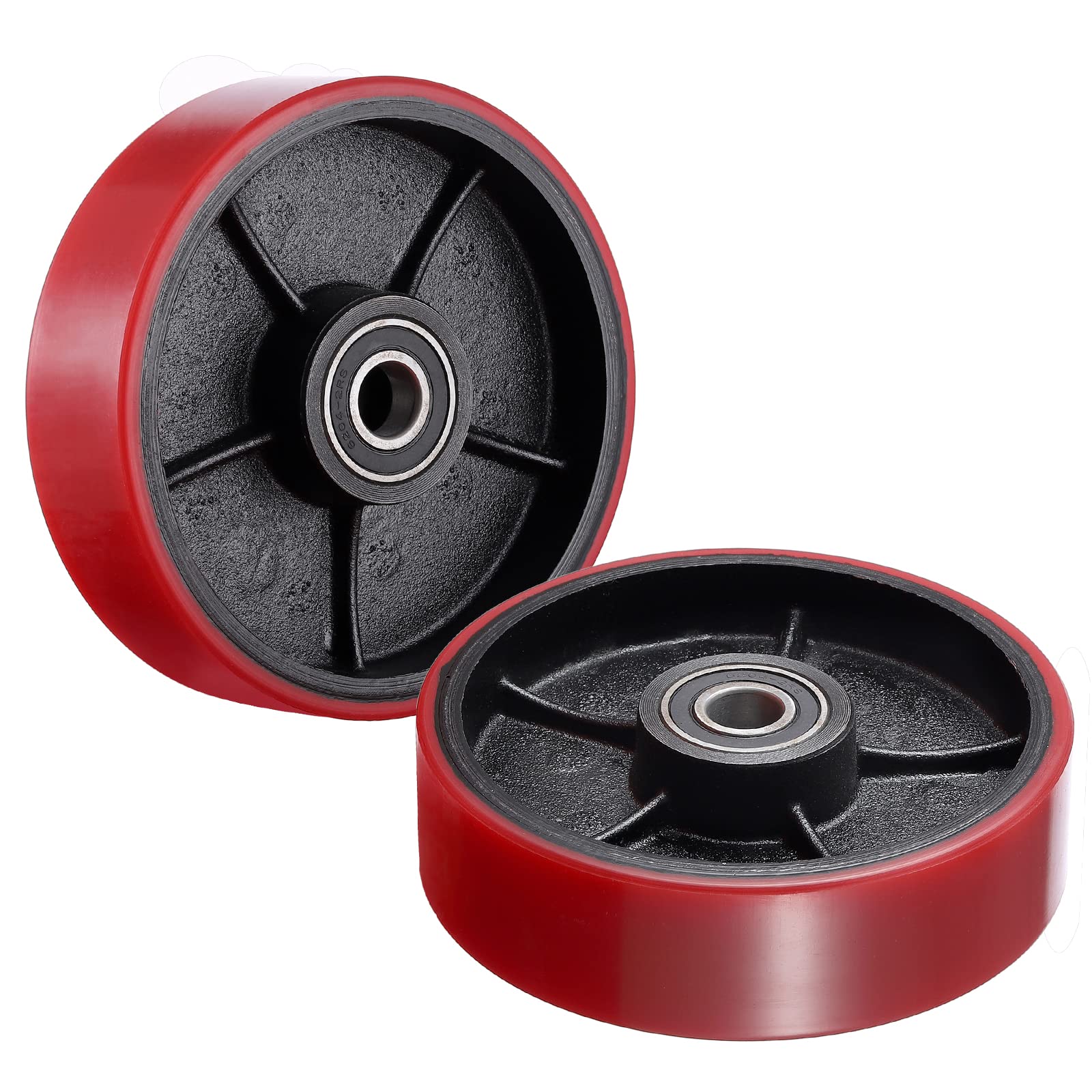 7" x 2" Pallet Jack Steer Wheels Replacement Kit with Axle 20 mm ID Bearings Poly Tread