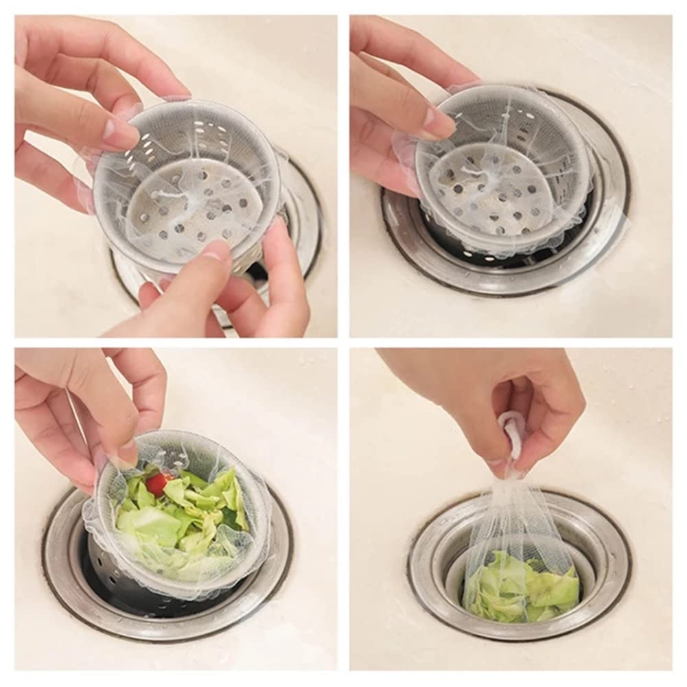 300 Pcs Disposable Kitchen Sink Strainer, Kitchen Sink Strainer Net Bag Sink Small Mesh Bags Sink Filter Net for Sink Drain Bathroom Sink Strainer Floor Drain