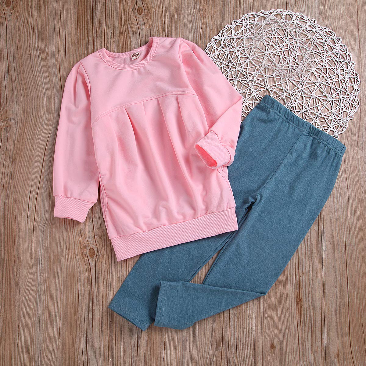 CM C&M WODRO Toddler Girls Clothes Winter Warm Long Sleeve Tops+Long Pants Set (Pink, 3-4 Years(110))