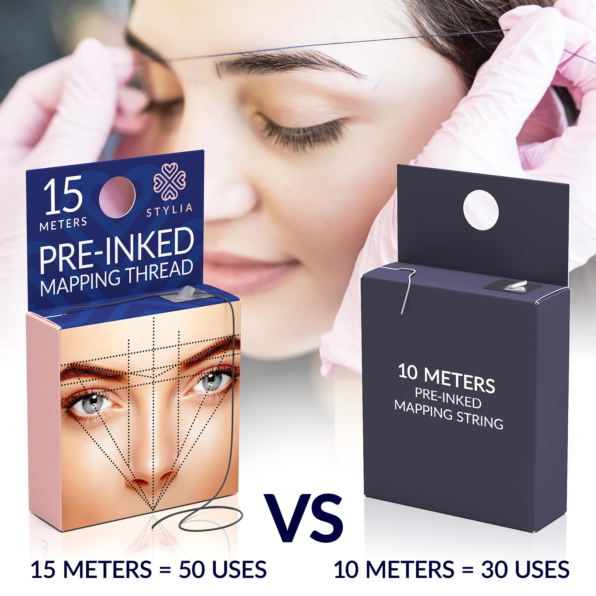 Microblading Supplies Pre-Inked Eyebrow Mapping String β 15 Meters - Ultra-Thin, Mess-Free Thread, Create a Crisp, Spot-on Brow Map Every Time β Hypoallergenic, Cosmetic Grade For Permanent Makeup