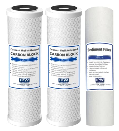3-Pack Replacement Filter Kit for Krystal Pure KR15 RO System - Includes Carbon Block Filters & Polypropylene Sediment Filter