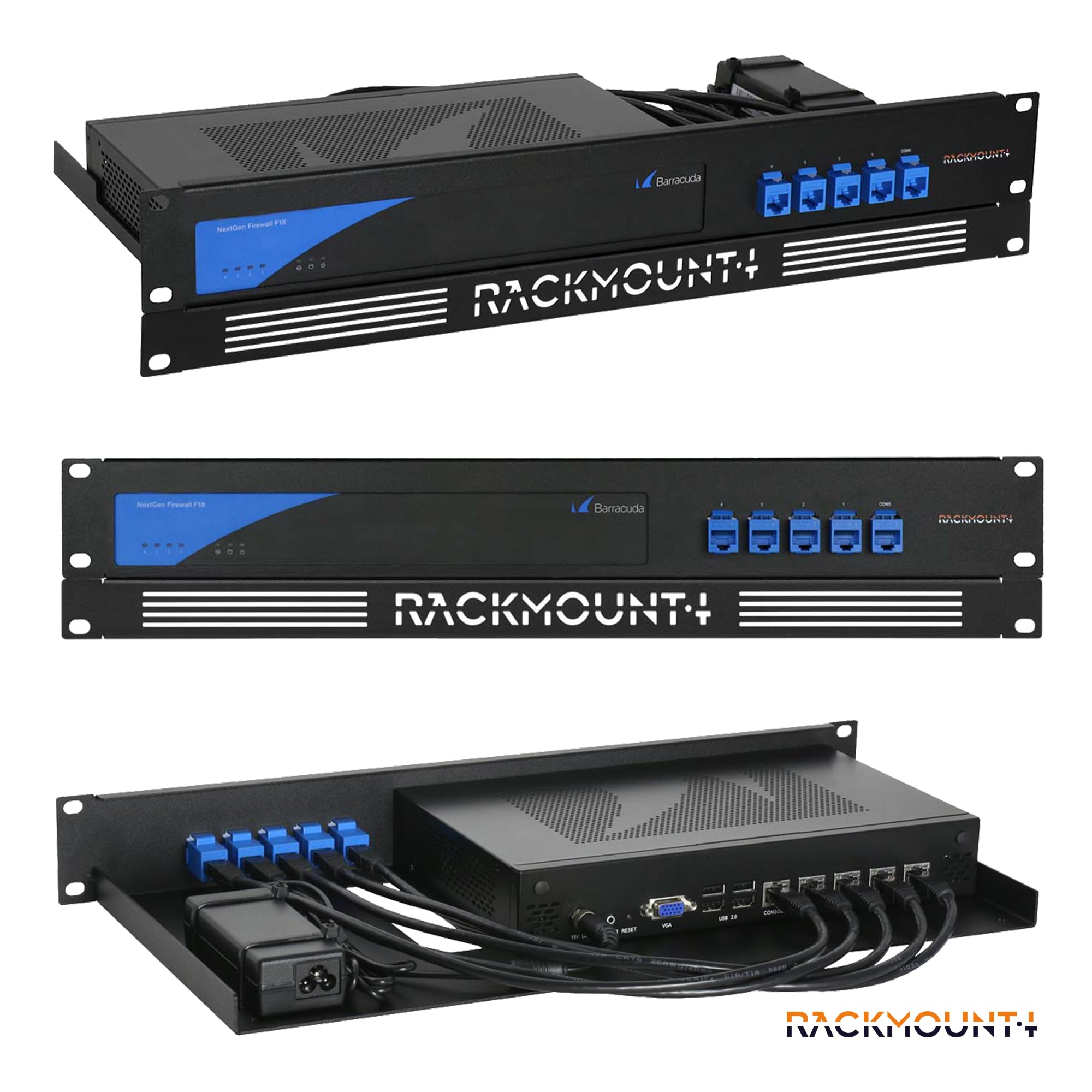 Barracuda Firewall Appliance Rack Mount - 1.3U Server Rack Shelf with Easy Access Front Network Connections, Properly Vented, Customized 19 Inch Rack - RM-BC-T1 by Rackmount.IT