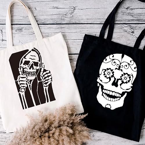 14 Pieces Skull Stencils Reusable, Scary Skeleton Stencils Fire Template Skull Flame Stencils Stencils for Painting on Wood, Wall, Canvas, Scrapbook Decorations DIY Craft Projects (14 skull)