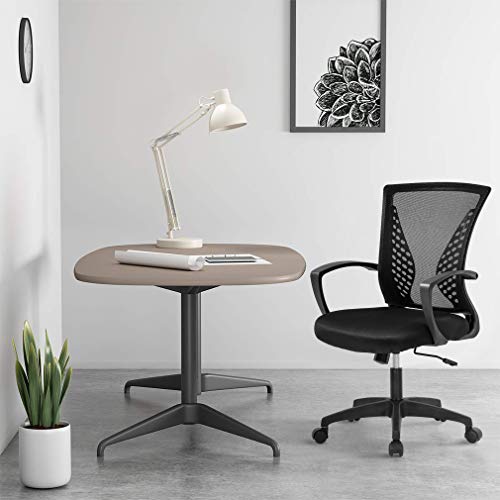 Vnewone Ergonomic Office Chair Desk Computer Mesh Executive Task Rolling Gaming Swivel Modern Adjustable with Mid Back Lumbar Support Armrest for Home Women Men, Black