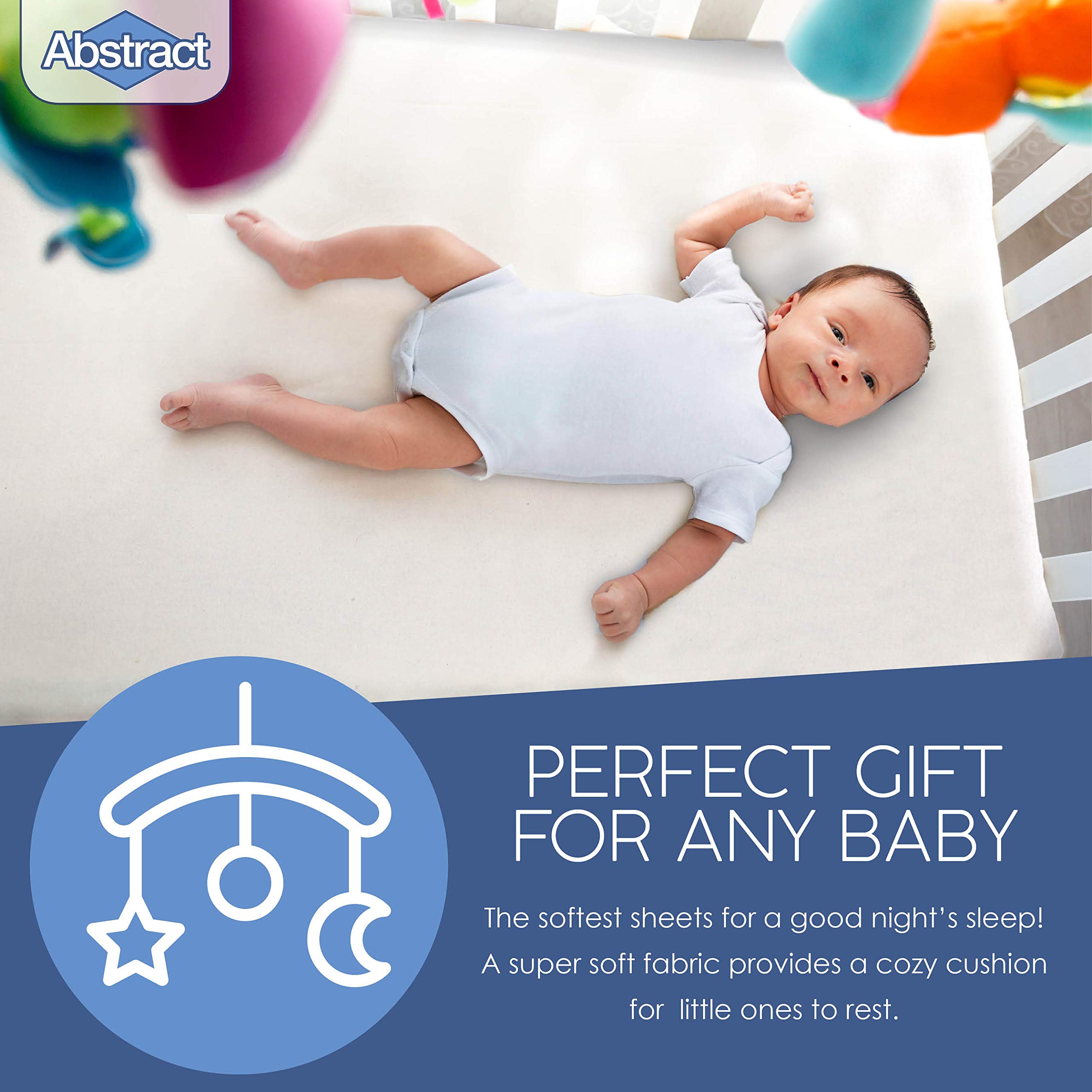 Abstract Baby Solid Jersey Knit Fitted Crib Sheet (24" x 38", White)