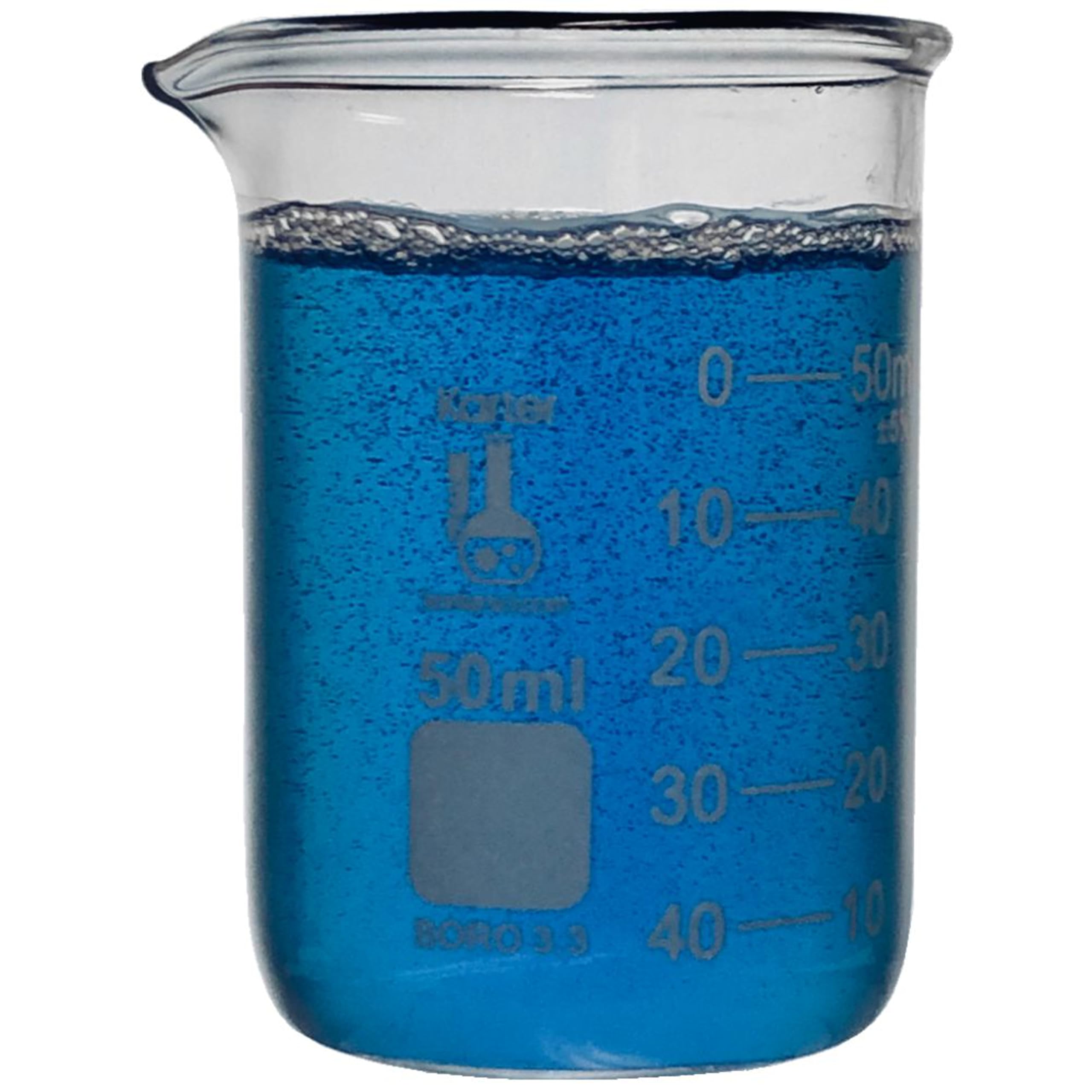 50ml Beaker, Low Form Griffin, Borosilicate 3.3 Glass, Double Scale, Graduated, Karter Scientific 213D41 (Case of 48)