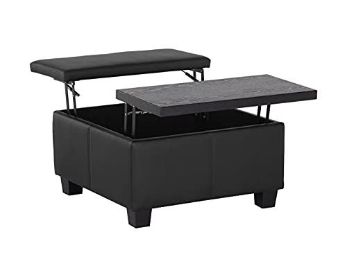 Aldo Lift Top Storage Ottoman Black - Black Wood