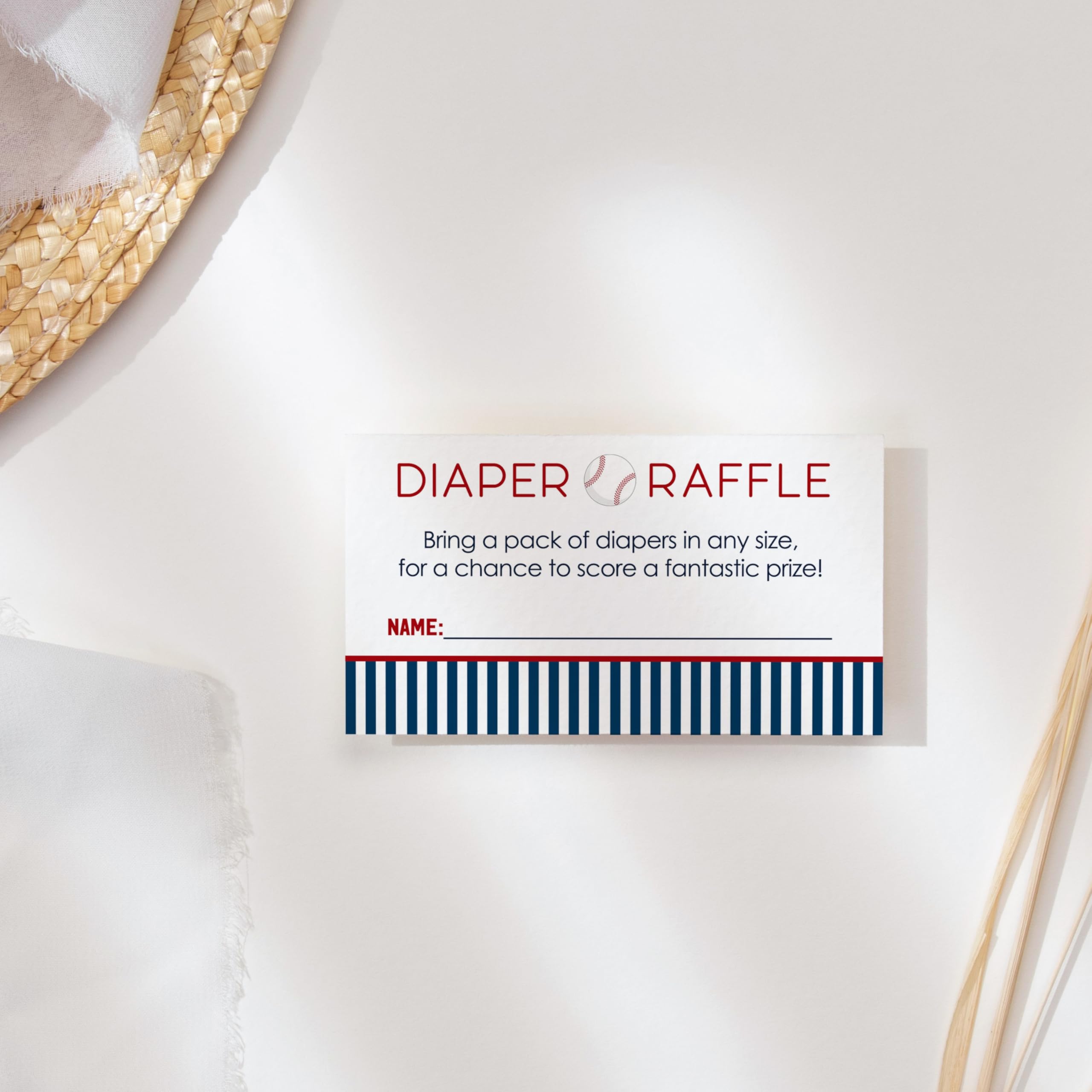 Baseball Diaper Raffle Tickets, Boys Baby Shower Games for Prizes, Baby Shower Diaper Raffle Invitation Insert Cards, 25 Pack