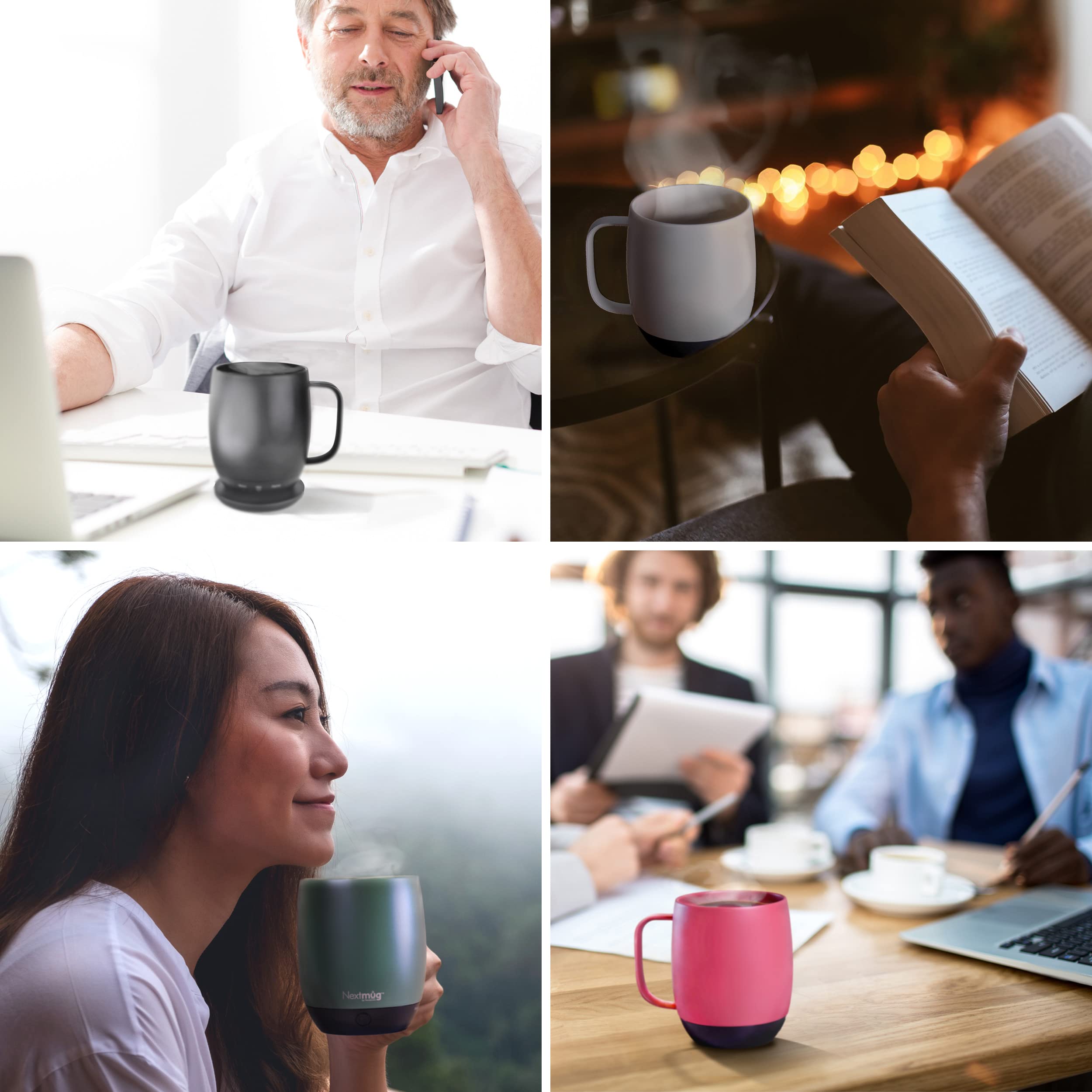 Nextmug - Temperature-Controlled, Self-Heating Coffee Mug (Slate Blue - 14 oz.)