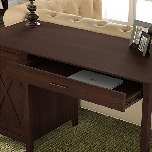 Bush Furniture Key West 54W Computer Desk with Storage, 2 Drawer Lateral File Cabinet and 5 Shelf Bookcase in Bing Cherry