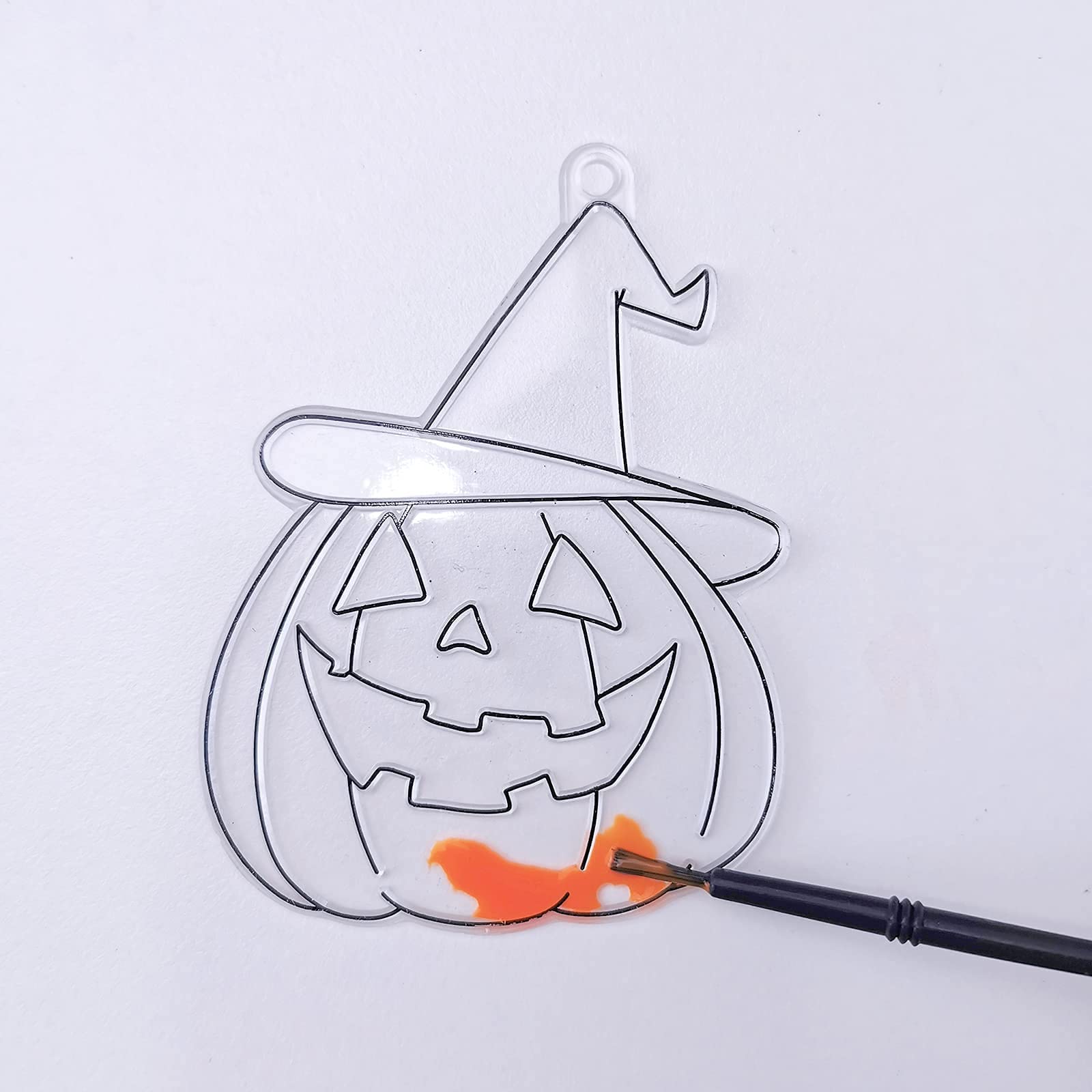 27 Sets Halloween Suncatcher Ornaments Decoration DIY Window Paint Art Craft Kit Jack-O'-Lantern Ghost Vampire Witch Spider Sun Catchers for Halloween Classroom Party Art Activity Trick or Treat Gift