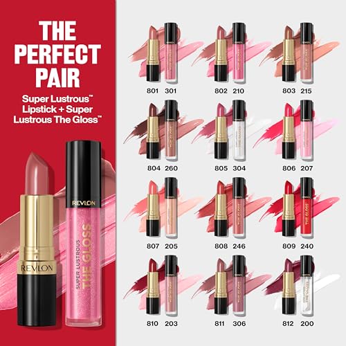 Revlon Super Lustrous Lip Gloss, Non-Sticky, Hydrating, High Shine Finish, 275 Dusk Darling, 0.13 oz