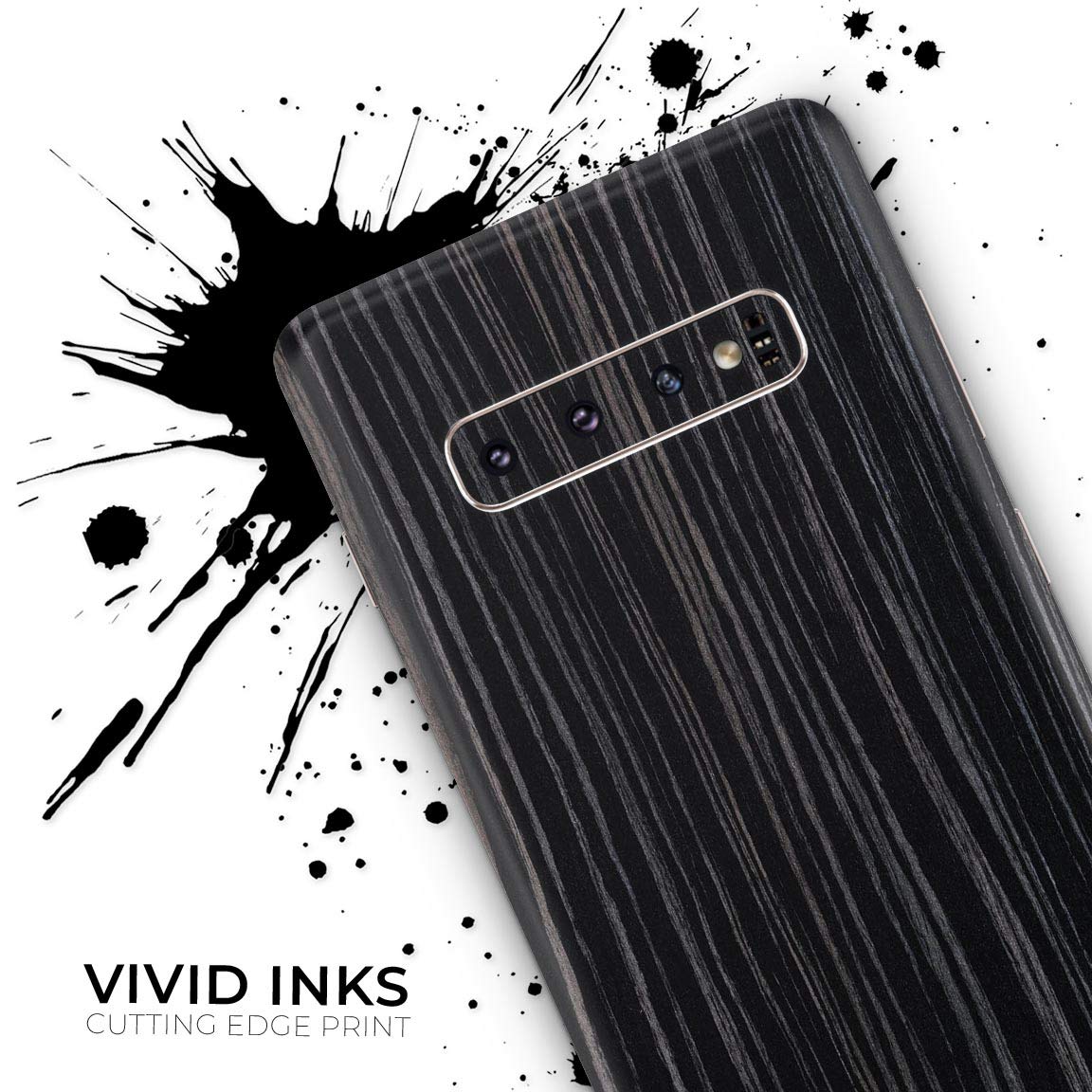 DesignSkinz Black Wood Texture 2 Protective Vinyl Decal Wrap Skin Cover Compatible with The Samsung Galaxy S20 (Screen Trim & Back Glass Skin)