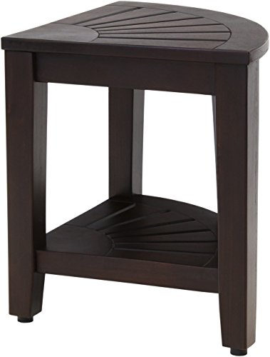 AquaTeak 15.5" Kai Corner Mocha Teak Shower Bench with Shelf