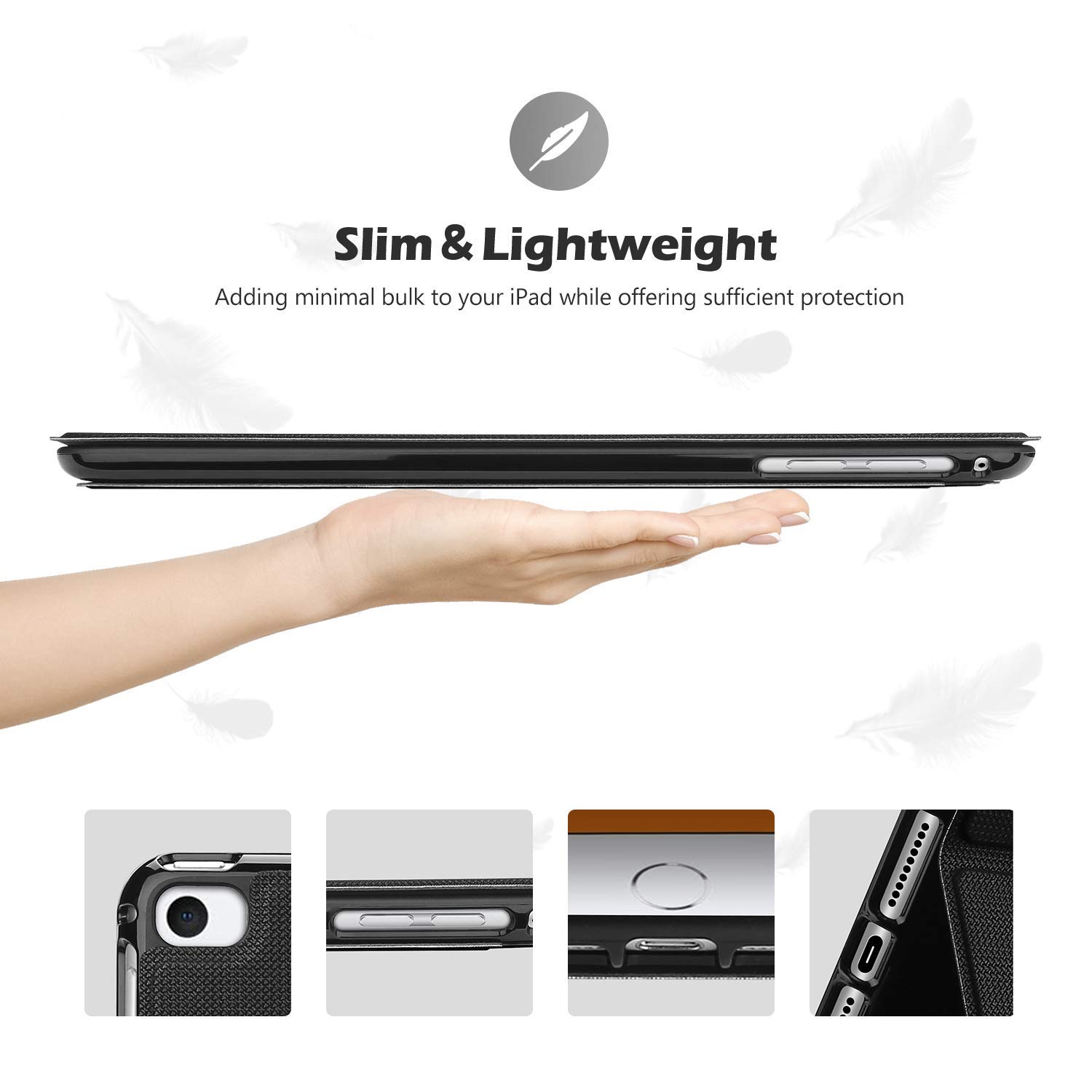 ProCase Book Cover for iPad Mini 5 Generation 2019/ Mini 4 3 2 1, Slim Stand Protective Folio Case Smart Cover for iPad Mini 5/4/3/2/1 -Black