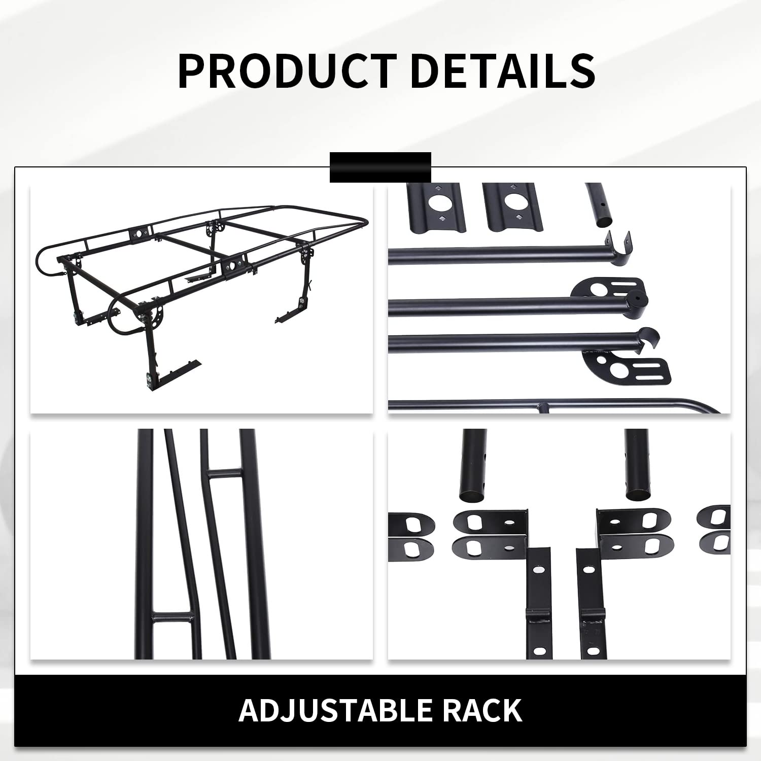 7BLACKSMITHS 1000 LBS Adjustable Truck Contractors Rack Ladder Pickup Kayak Lumber Rack Side Bar Long Cab Full Size 60"(W) x 138"(L) x 34"(H) (You Will get 2 Boxes)