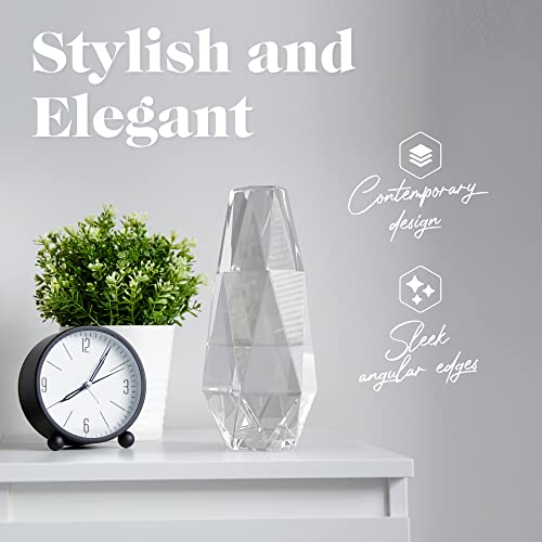 Fifth Avenue Crystal Modern Geometric Bedside Water Carafe with Tumbler- Elegant Pitcher and Matching Drinking Glass Doubles As Lid for Guest Room, Office (Clear)