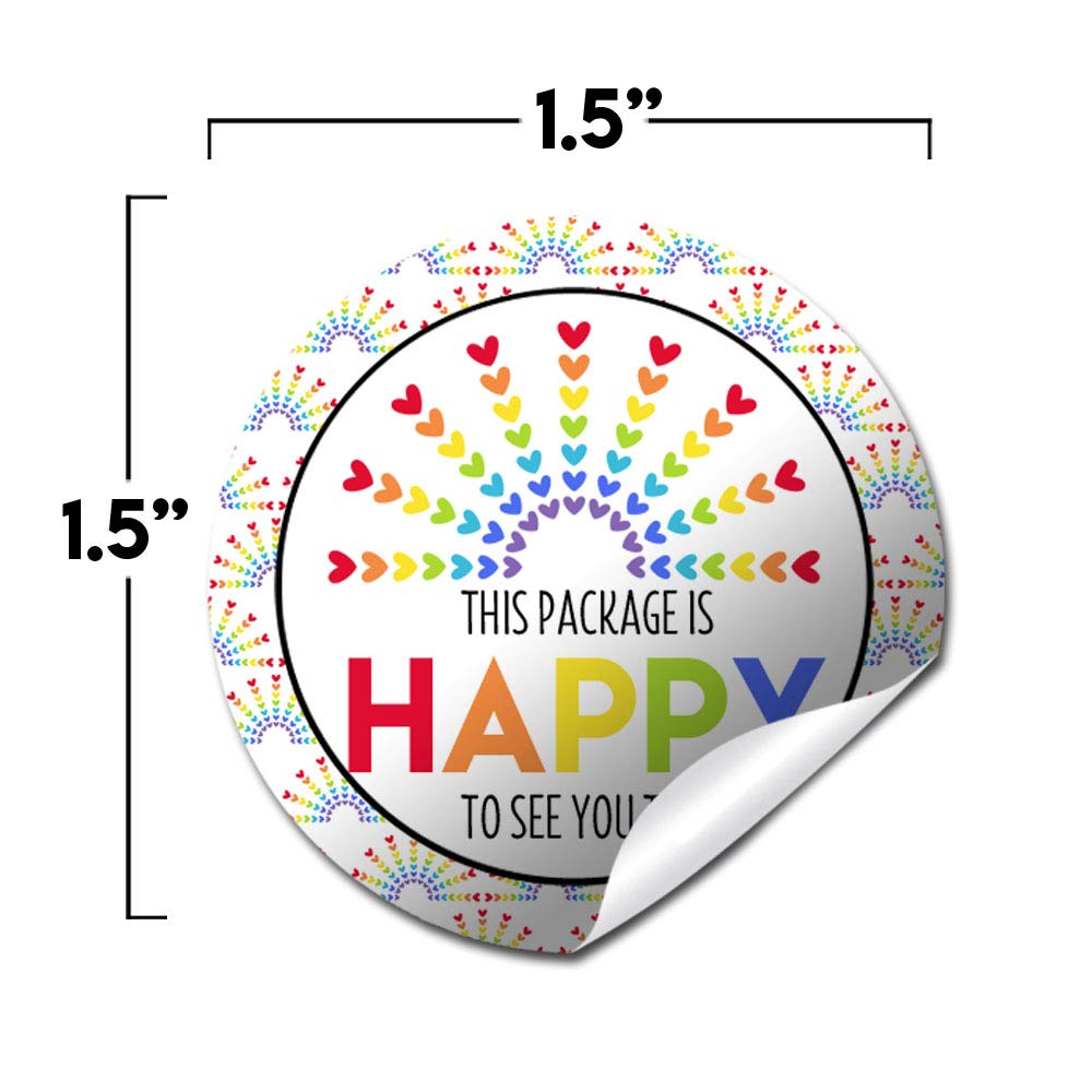Happy Rainbow Heart Themed Thank You Customer Appreciation Sticker Labels for Small Businesses, 60 1.5" Circle Stickers by AmandaCreation, Great for Envelopes, Postcards, Direct Mail, & More!