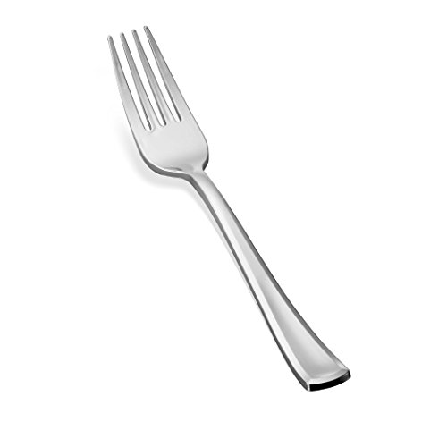 400 Plastic Silver Cutlery Set - Disposable Silverware Set - Flatware Set - 200 Forks - 100 Spoons - 100 Knives - Heavy Duty - Party Bulk