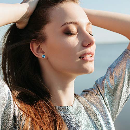 15 Pairs Stainless Steel CZ Stud Earrings for Women Hypoallergenic Cubic Zirconia Stud Earrings Sterling Birthstone Stud Earrings Set Multipack (10 mm)