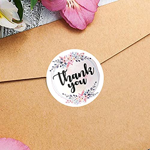 Sticker roll, Business Sticker, Bubble Envelope and Gift Bag Packaging Label, 3 Different Flower Patterns. 500 Sheets per roll, 1.5 inches in diamete。 (Black)