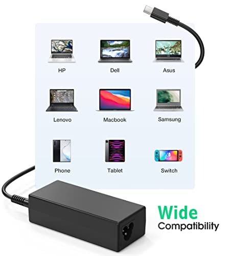 65W USB C Laptop Charger-Chromebook Charger Replacement for 45W Lenovo Thinkpad-Yoga-Chromebook,HP Acer Asus Samsung Mac book pro Dell Chromebook 3100 Latitude xps 13 Google Series Fast Charger Type c