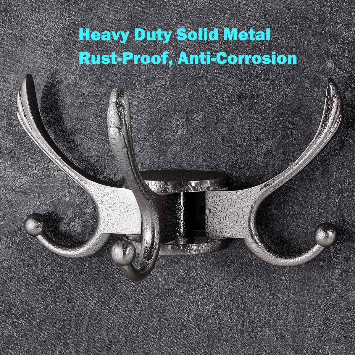 Ovlist Swivel Coat Hook 2 Pack Heavy Duty Space Saving Towel Rope Hook Wall Mount Triple Swing Arms for RV Bathroom Kitchen Garage,Brushed Nickel