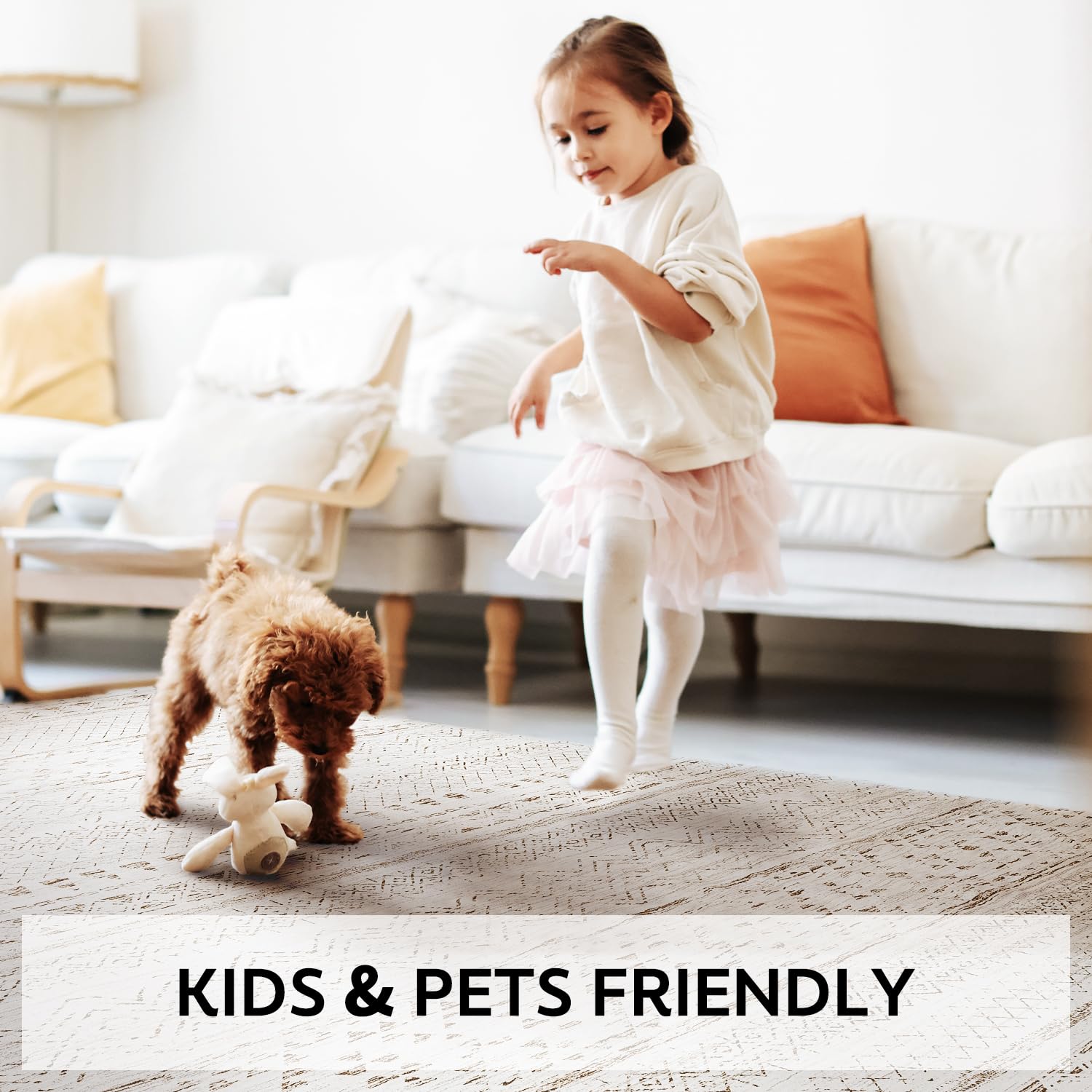 8x10 Area Rugs for Living Room Rugs, Washable Rug Neutral Carpet Soft Boho Rug for Bedroom, Large Area Rug for Play Room Dining Room Rug Indoor Brown