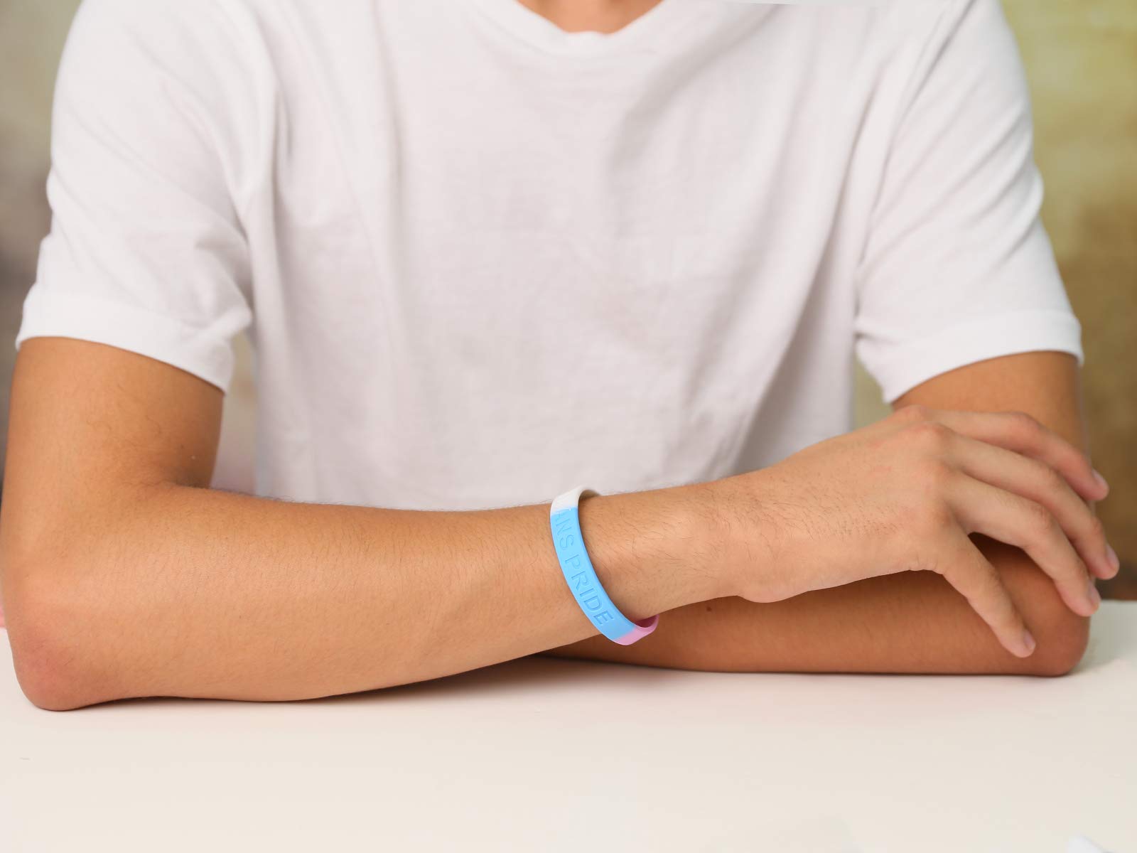 50 Pack Transgender Pride Silicone Bracelets - Transgender Pride Flag Awareness Bracelet - Perfect for Gift-Giving & Fundraisers - 50 Bracelets Multicolor
