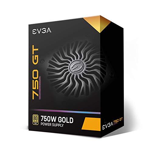 EVGA 750 GT, 80 Plus Gold 750W, Fully Modular, Auto Eco Mode with FDB Fan, 100% Japanese Capacitors, 7 Year Warranty, Includes Power ON Self Tester, Compact 150mm Size, Power Supply 220-GT-0750-Y1