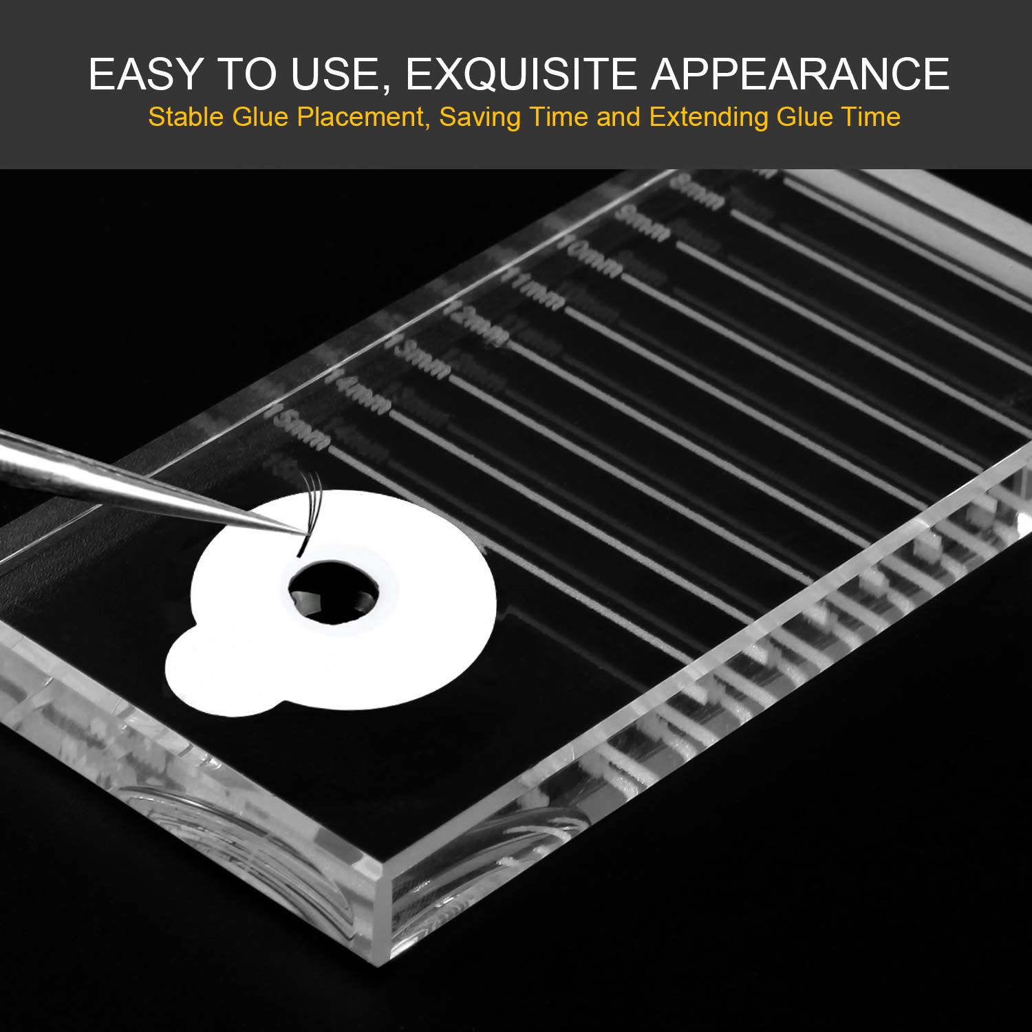 2-In-1 Eyelash Extensions Tray, Crystal Glass Lashes Adhesive Glue Stand Pallet Holder for Eyelash Extensions(Square)