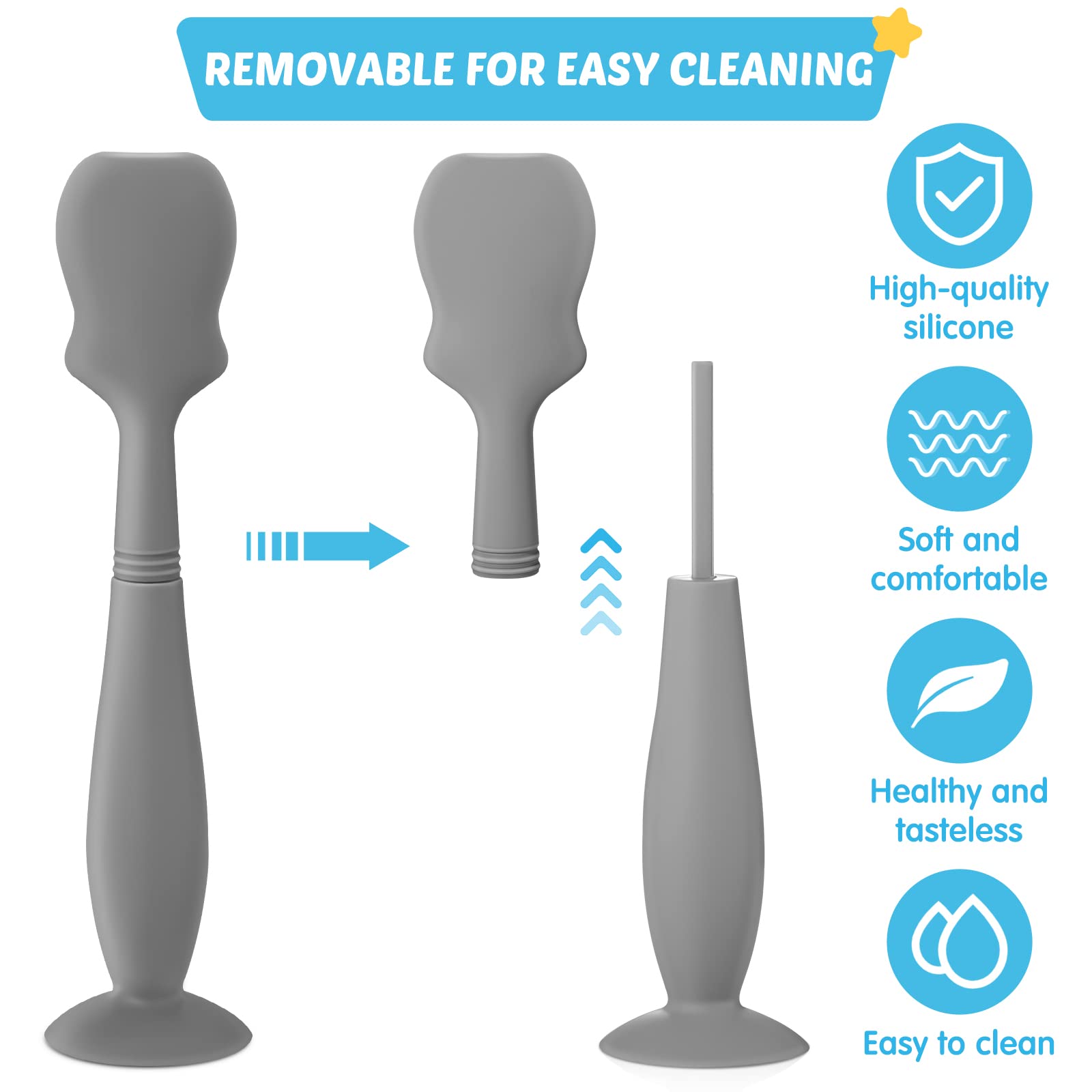 3 Pack Baby Diaper Cream Spatula Applicator Soft Silicone Baby Butt Paste Spatula Diaper Rash Cream Brush for Baby Newborn (Blue, Gray, White)