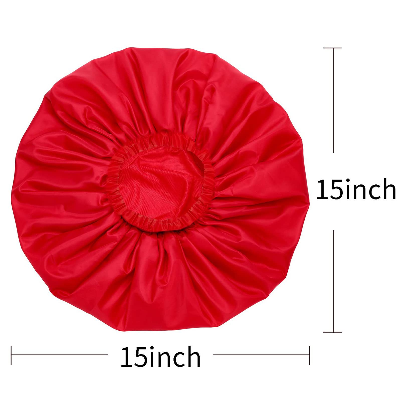 2 Pieces Extra Large Sleep Cap Jumbo Cap Large Satin Bonnet with Comfort Elastic Band (Red and Black)