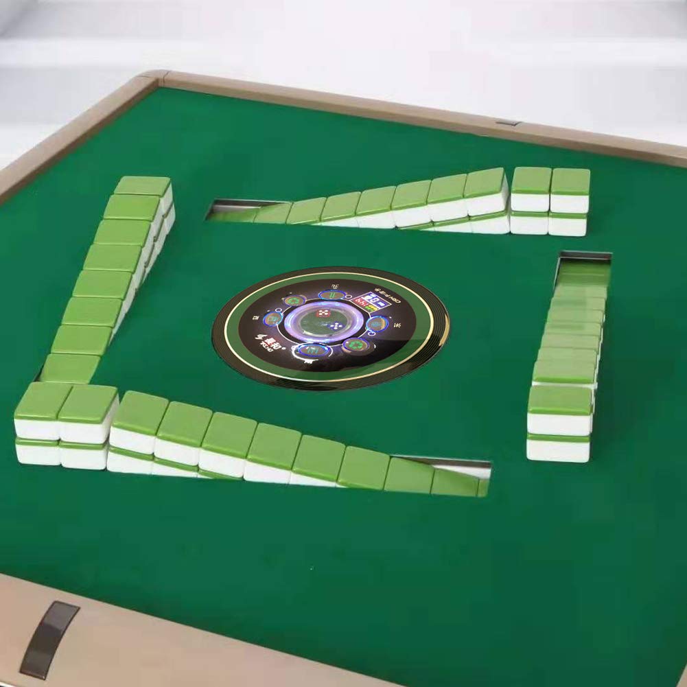 Amaneed 电动麻将桌Assembled Automatic Mahjong Table Foldable Style with 2 Sets of 152pcs 44mm Chinese Mahjong Tiles No Number (Blue & Green)