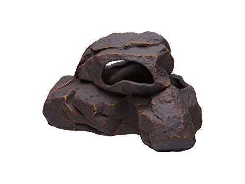 Plecoceramics Ceramic Magma Rock Stone Decoration - Aquarium Fish Tank Hideway Decor - for Cichlids Plecos Bettas
