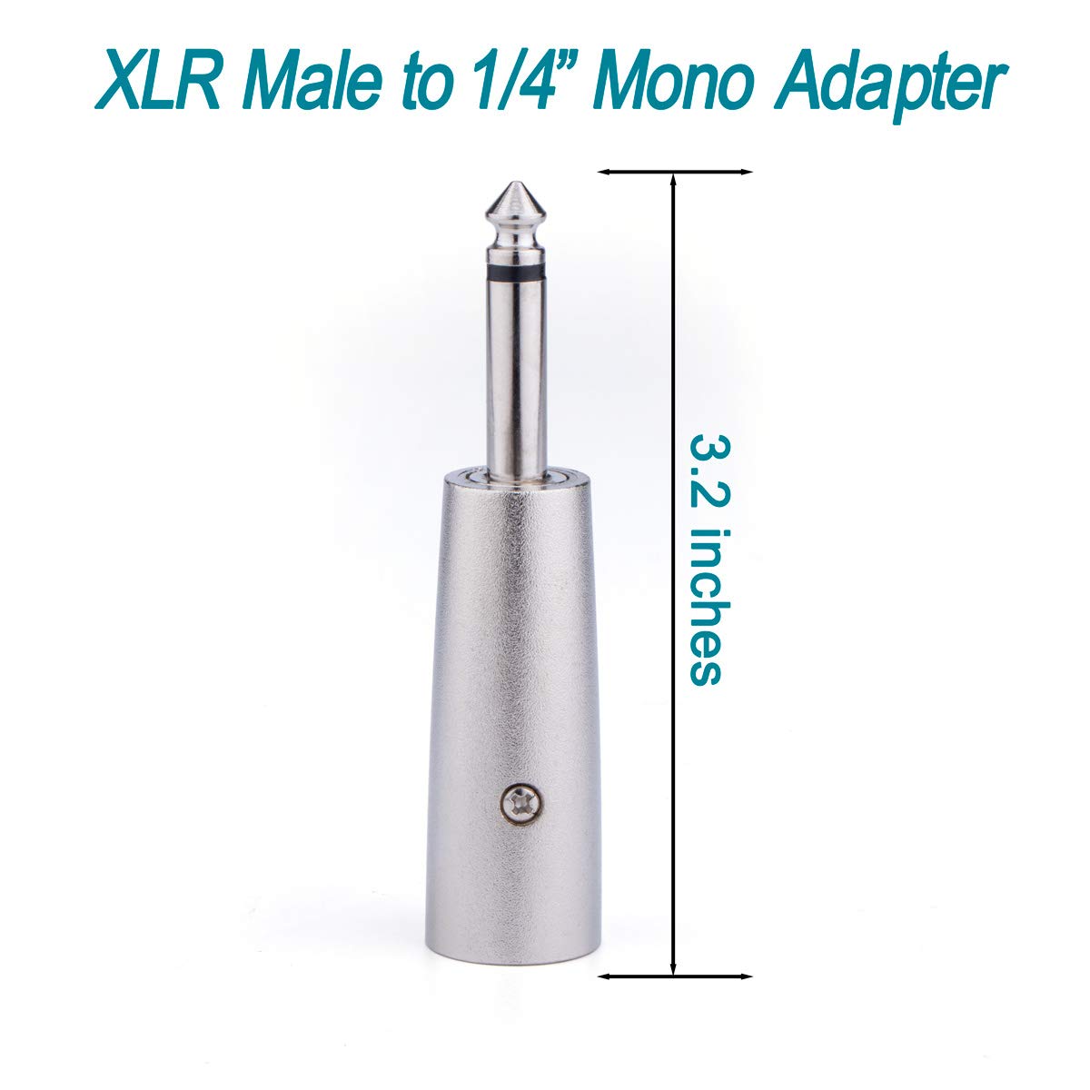 ALEKOR XLR Male to 1/4 Inch Male TS Adapter - 6.35mm Mono to XLR Male Gender Changer Connector - 2 Pack
