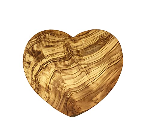 AramediA Handmade Olive Wood Heart Shaped Board -Handmade and Hand carved By Artisans - 8.5” Inches or 19.05 cm - Weight: 1.5 lb
