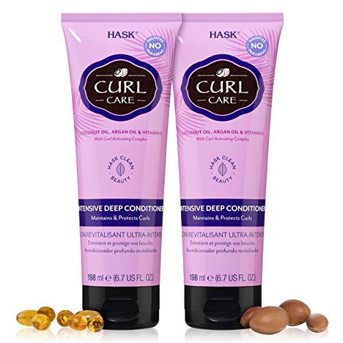 HASK CURL CARE Intensive Deep Conditioner Treatments for curly hair- vegan formula, cruelty free, color safe, gluten-free, sulfate-free, paraben-free - Pack of 2