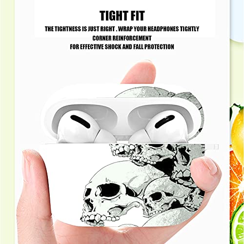 POKABOO AirPods Pro Case, Clear Soft TPU Protective Cover Case for AirPods 3 (Front LED Visible) Wireless Charging AirPods Pro Case with Keychain (Skull)