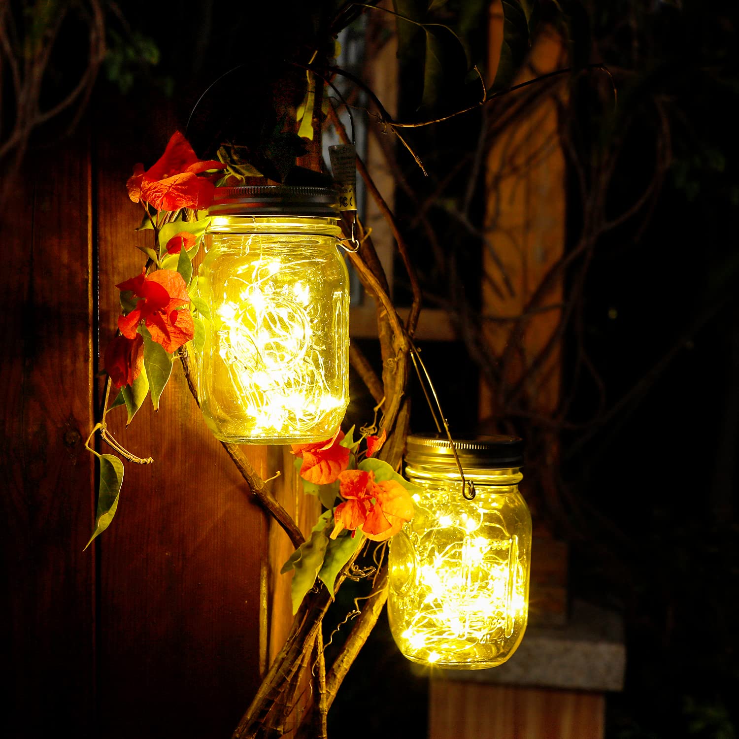 8 Pack Mason Jar Solar Lights, OxyLED 40 LED Fairy Lights Solar Powered with Jars and Hangers, Waterproof Hanging Solar Lights Outdoor, Decorative Solar Lanterns for Home Garden Patio Party Wedding