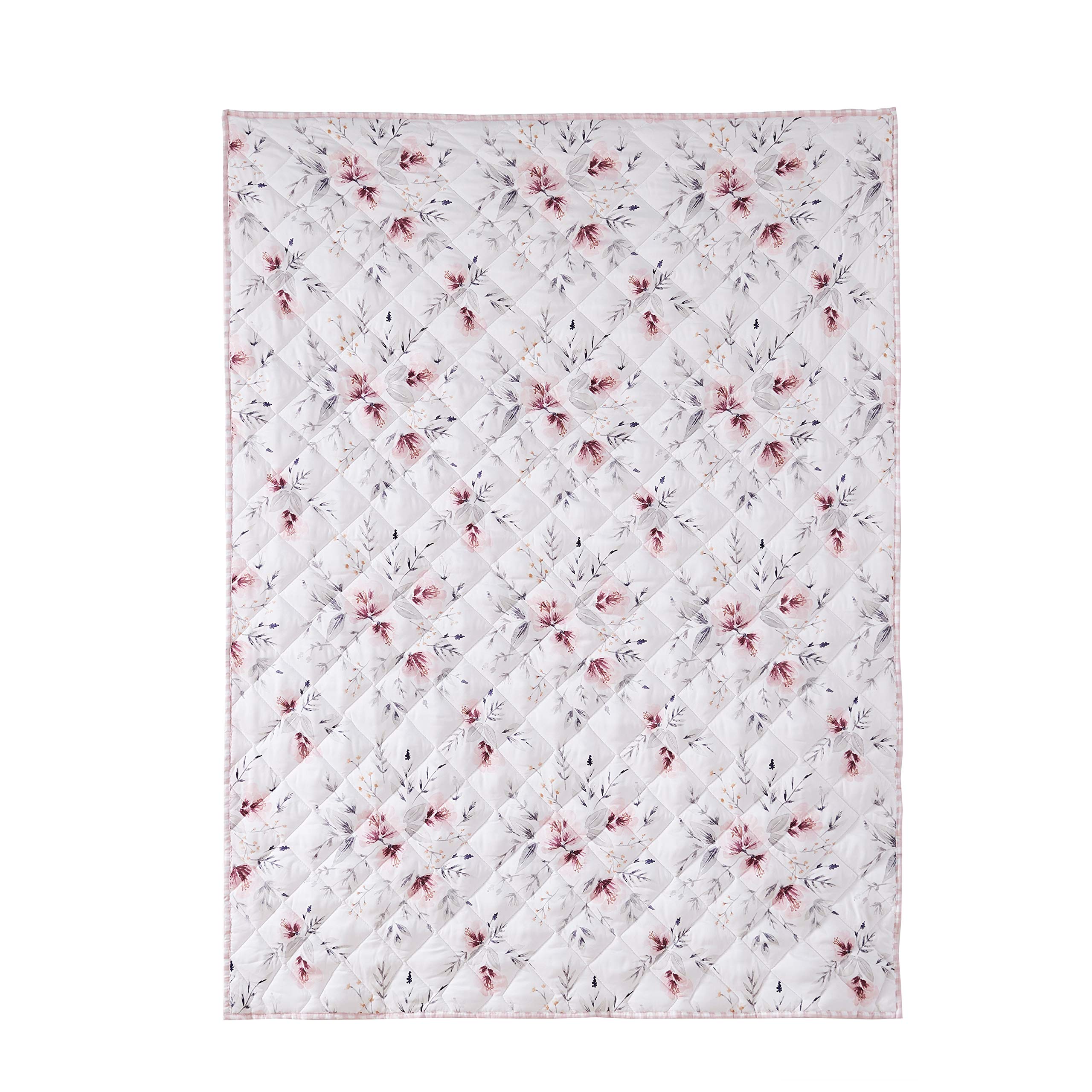 Levtex Baby - Adeline Toddler Bed Set - Blush, Pink, Grey and White - Classic Floral - 5 Piece Set Includes Reversible Quilt, Fitted Sheet, Flat Sheet, Pillow Case, Decorative Pilow