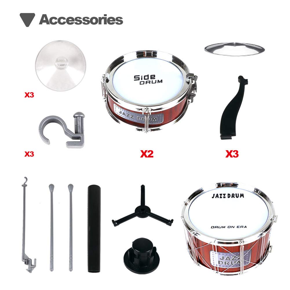 AHOMASH Jazz Drum Sets Toy Drum Set for Kids 1 - 6 Years Old Beats Musical Toys Plastic Drum Kit with Cymbal & Drumsticks Kids Drum Set