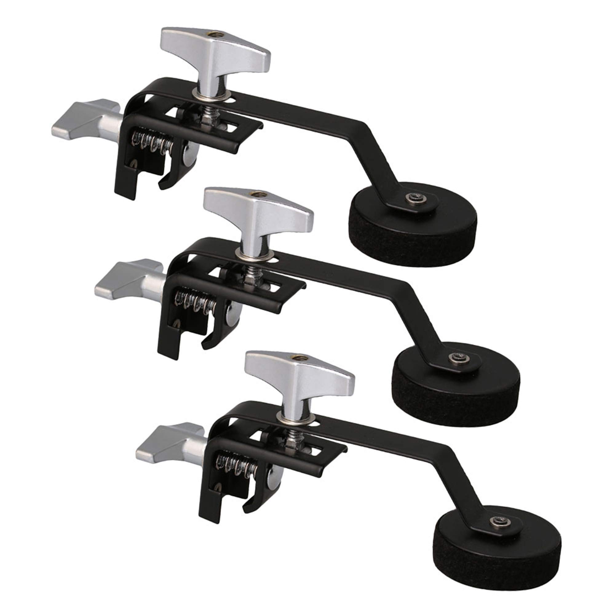 3 Pack Drum Damper Mute Silencer Clamp-on Tone Control Muffler for Vintage & Modern Snares Tom Accessories Black