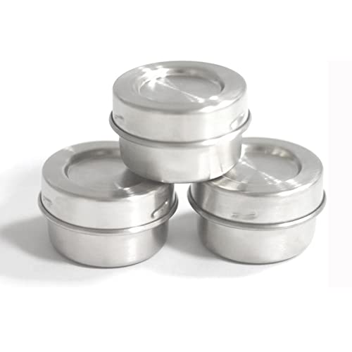 LEADUP 18/8 Stainless Steel Leakproof Dips Condiment Containers(1.5 oz),Set of 3,Salad Dressing/Sauces/Snacks Food Storage Containers for Lunch Box Picnic Travel Durable Eco Friendly Reusable