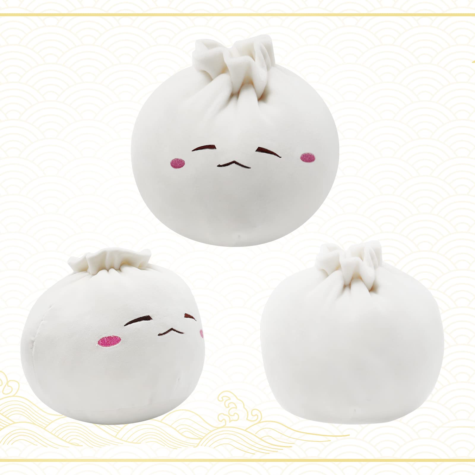 Hotiego Dumpling Plush Food Soup Dumpling Plushie Cute Buns Dumpling Stuffed Plush Pillow Simulation Squeezing Soft Toy for Sleeping Birthday Home Decoration 9.8"…