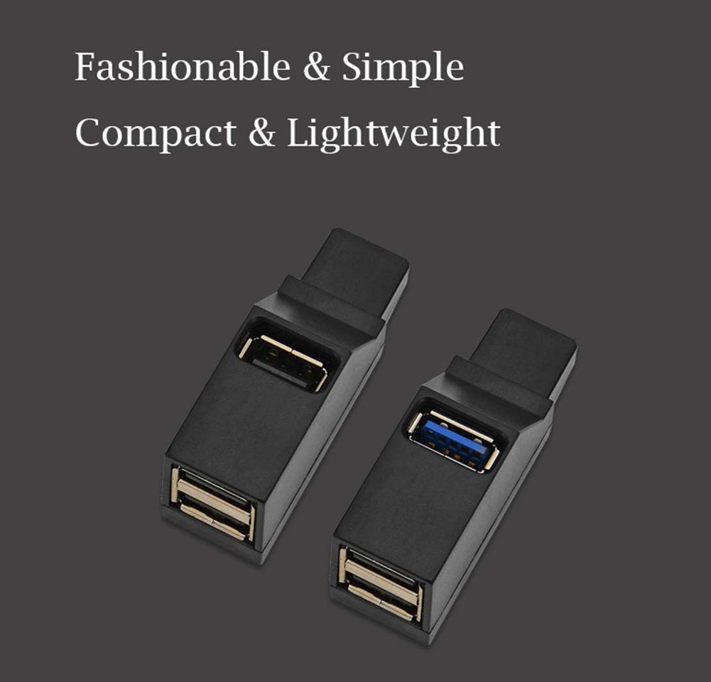 EXKOKORO 3-Port USB 3.0 Hub USB Extender USB Spliter, 2 x USB2.0/1 x USB 3.0 Mini Portable Fast High Speed USB Splitter Hub Transfer, Compatible with PC Laptop Computer Mac Windows
